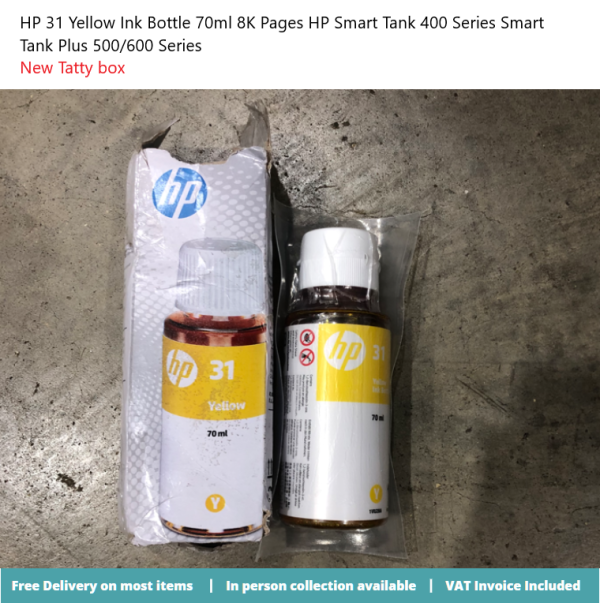 HP 31 Yellow Ink Bottle 8K Pages | Silicon Alley