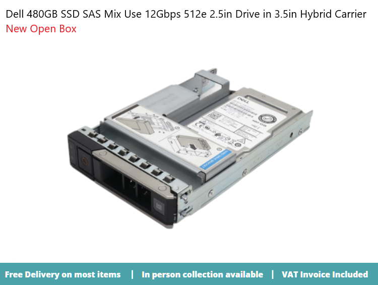 Dell 480GB SSD SAS Mix Use 12Gbps 512e 2.5in Drive in 3.5in Hybrid ...