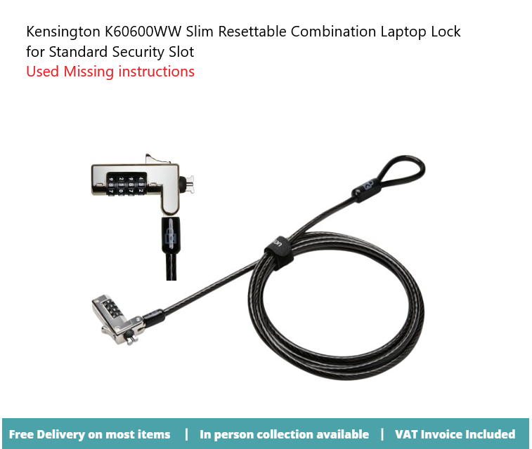 Slim Combination Lock for Standard Slot | Silicon Alley