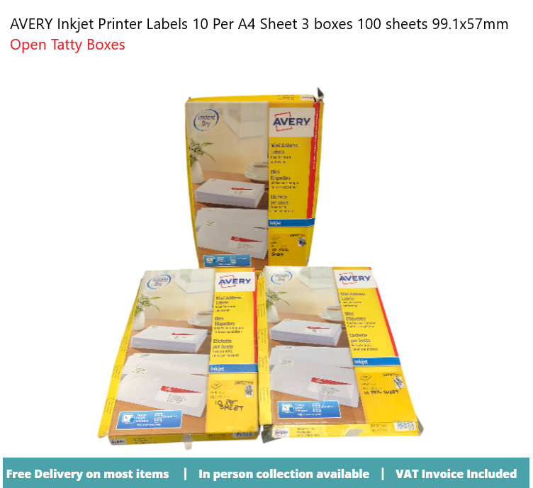 AVERY Inkjet Printer Labels 10 Per A4 Sheet 3 boxes 100 sheets 99 ...