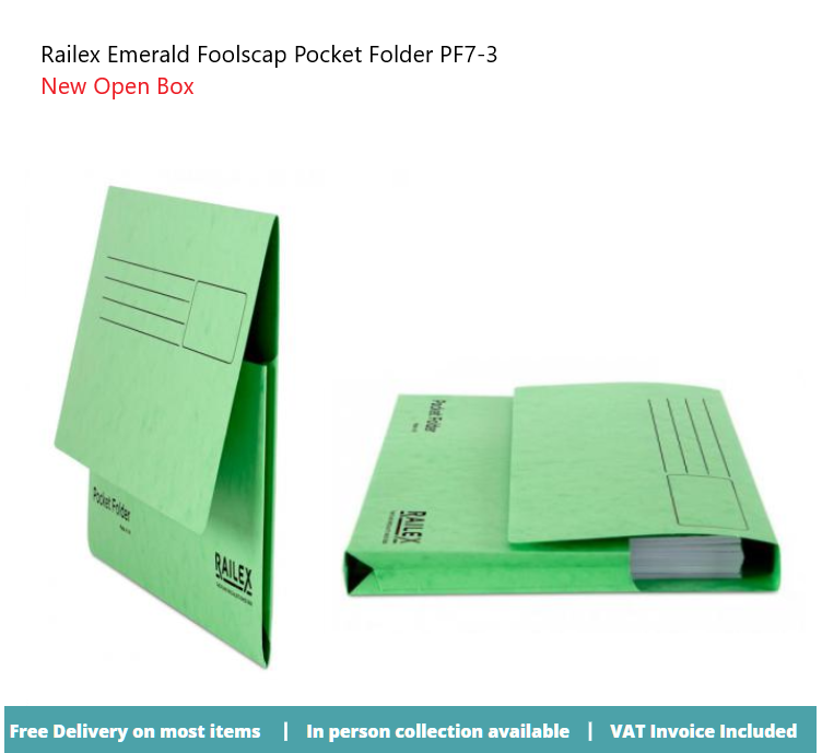 Railex Emerald Foolscap Pocket Folder PF7-3 | Silicon Alley